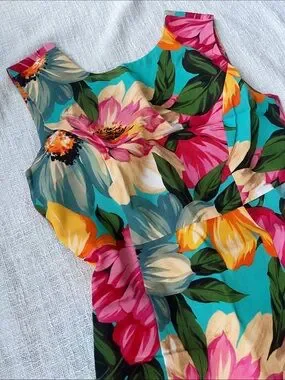Milly | Dresses | Milly Floral Sheath Mini Dress In Teal Pink And ...